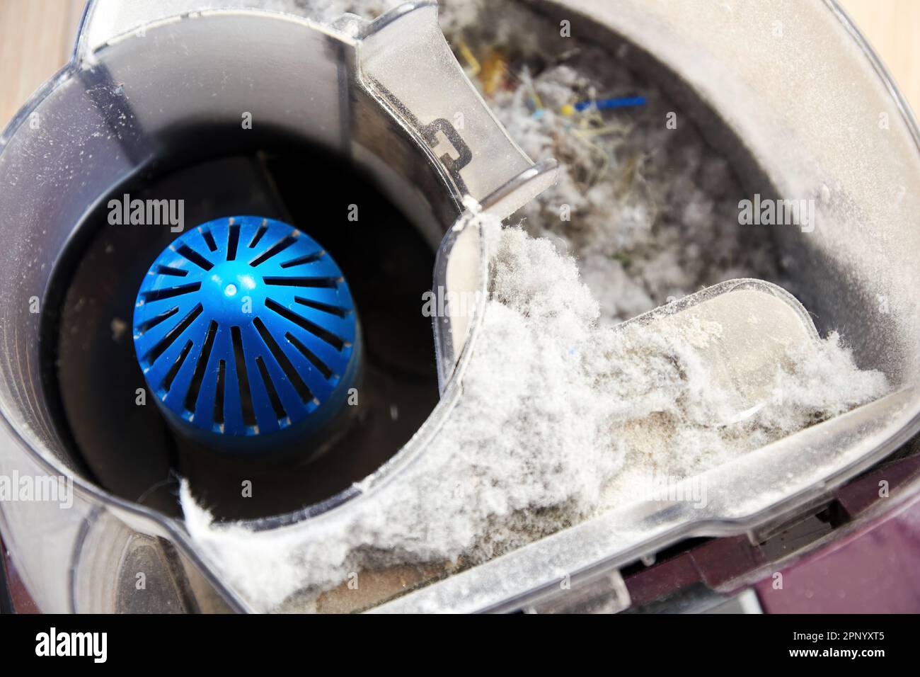 Closeup view of dust and broken filter in vacuum cleaner opened ...