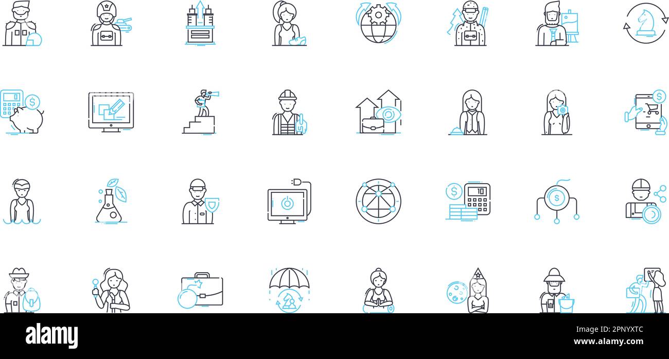 Mini company linear icons set. Innovation, Creativity, Craftsmanship ...