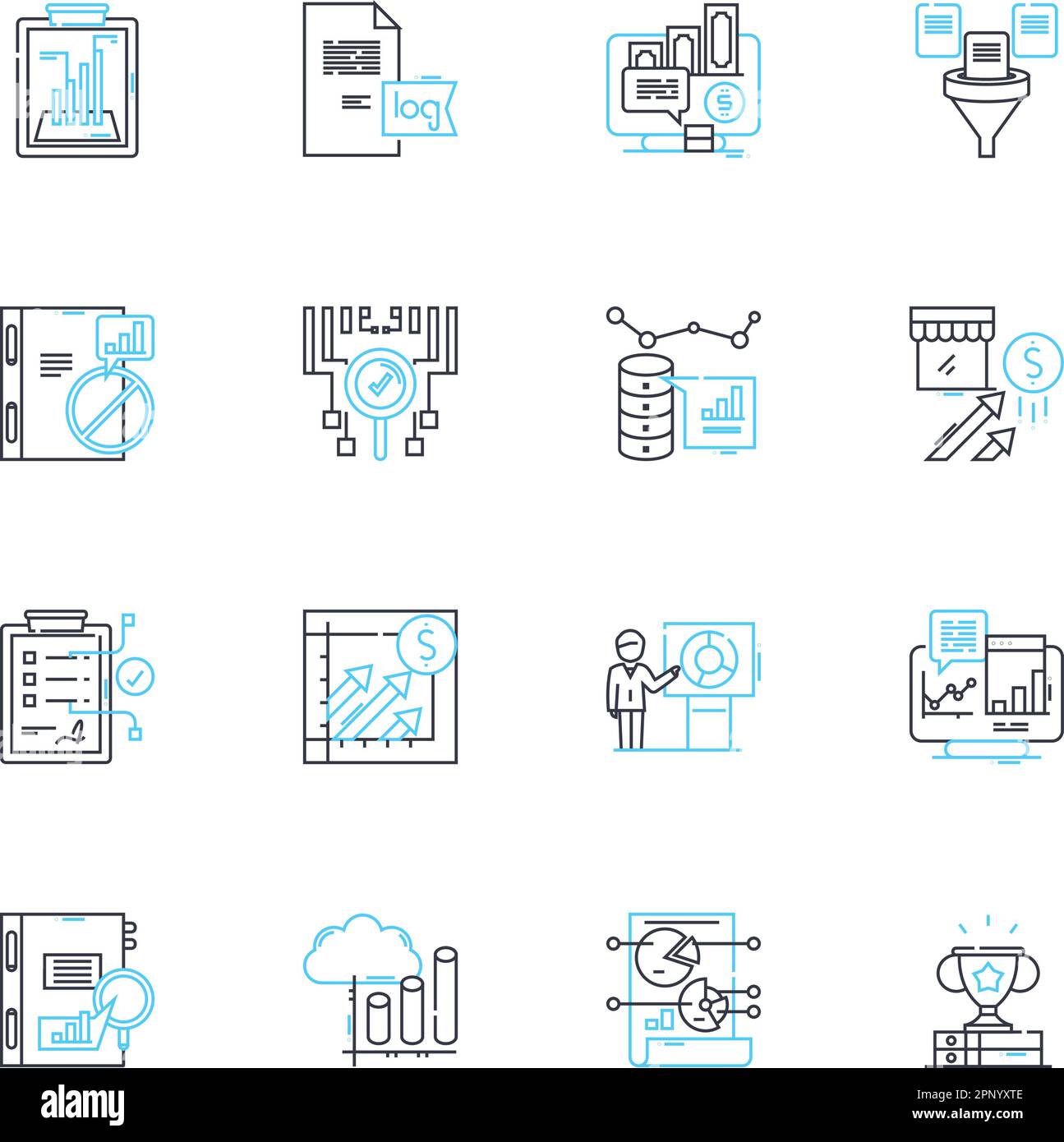 Data Interpretation Linear Icons Set Analysis Inference Conclusion Insight Understanding