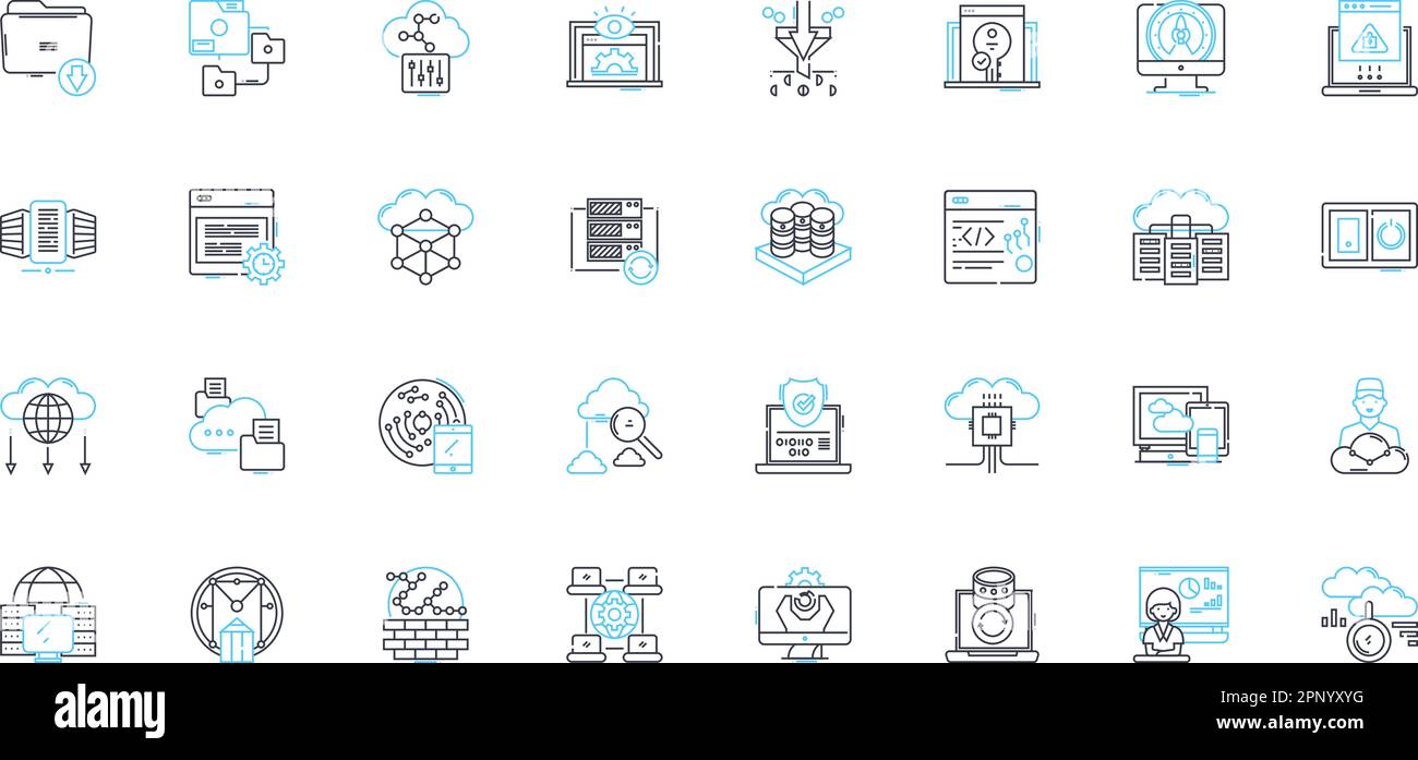 Digital learning linear icons set. eLearning, Virtual, Online, Blended ...