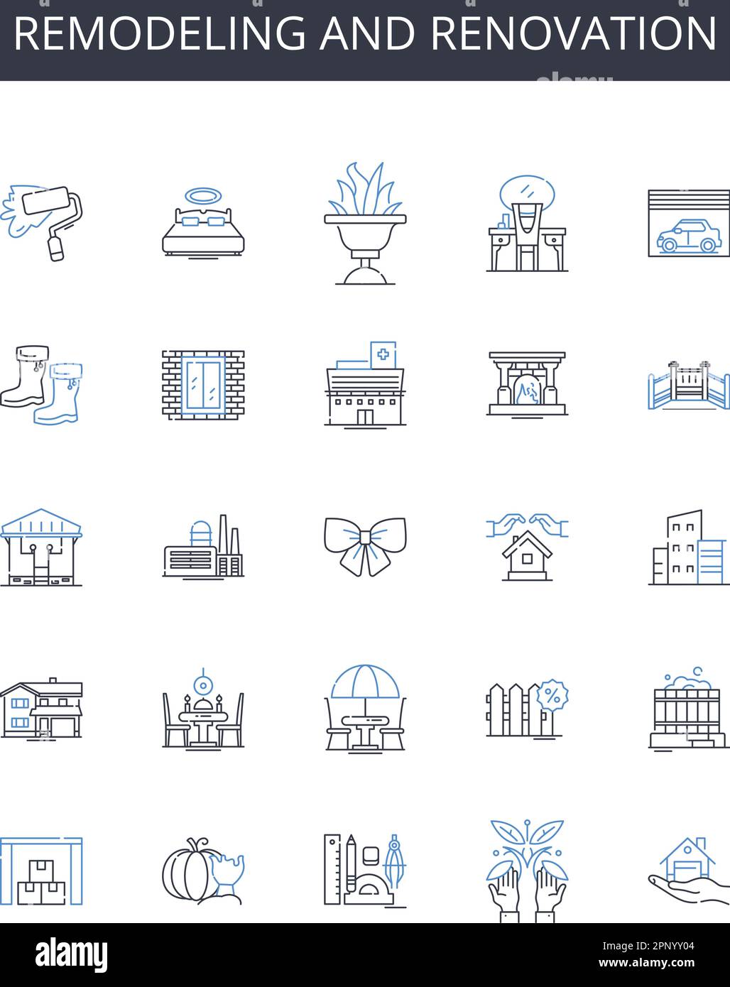 Remodeling and renovation line icons collection. Refurbishing ... Remodeling and renovation line icons collection. Refurbishing ...