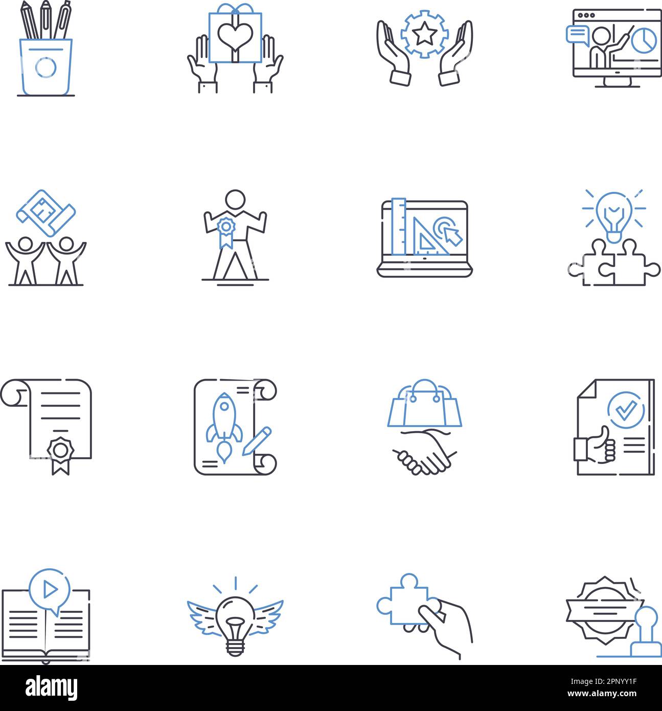 Promoting line icons collection. Advertise, Market, Boost, Pitch ...