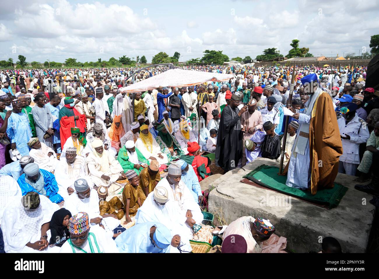 Chief Imam, Sherif Habeeb Abdulmajeed, right, recites the quran during ...