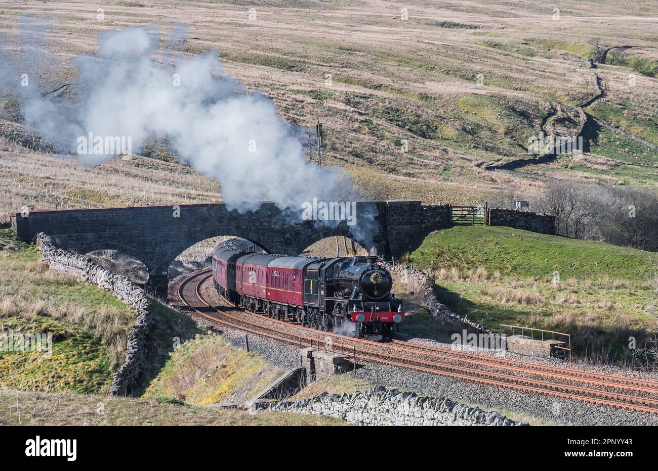 The image is of the LMS Class 6P 4-6-0 #45690 Leander steam train ...
