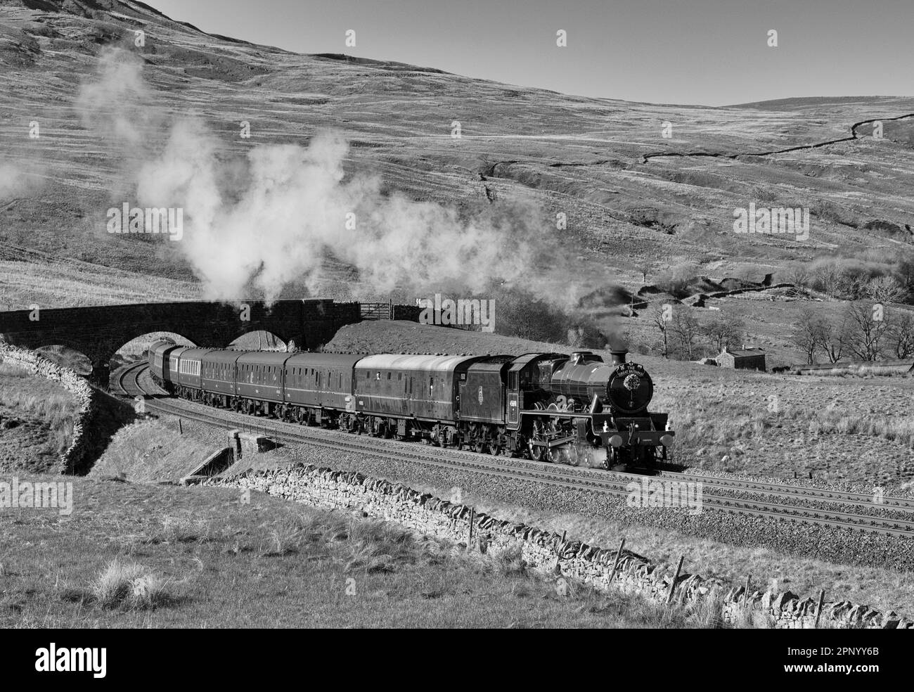 The image is of the LMS Class 6P 4-6-0 #45690 Leander steam train ...