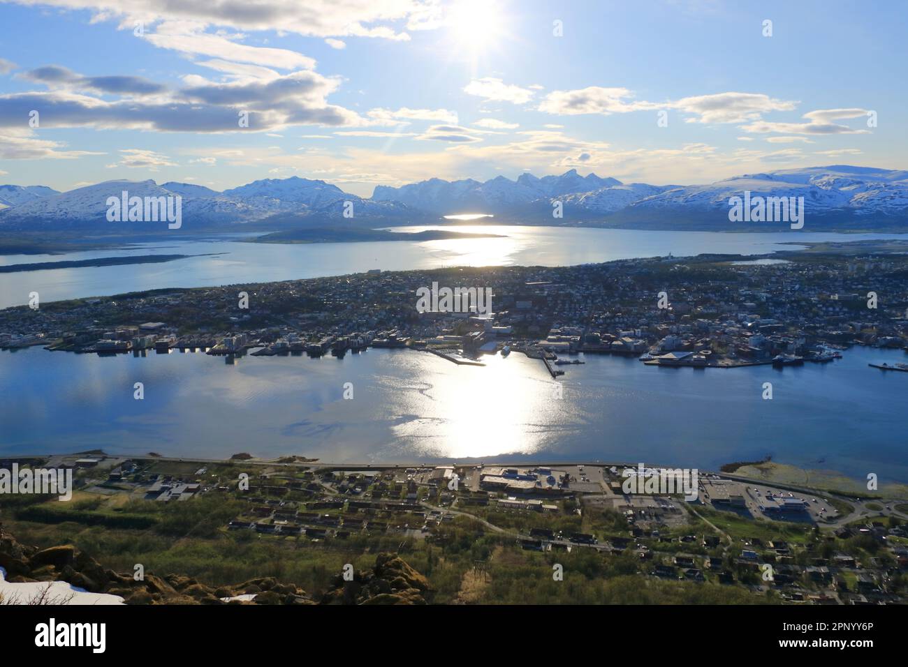 Incredible View to Tromso city in Norway from Storsteinen peak in ...