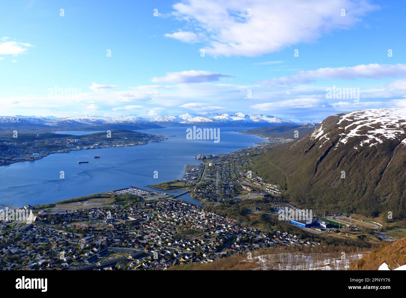 Incredible View to Tromso city in Norway from Storsteinen peak in ...