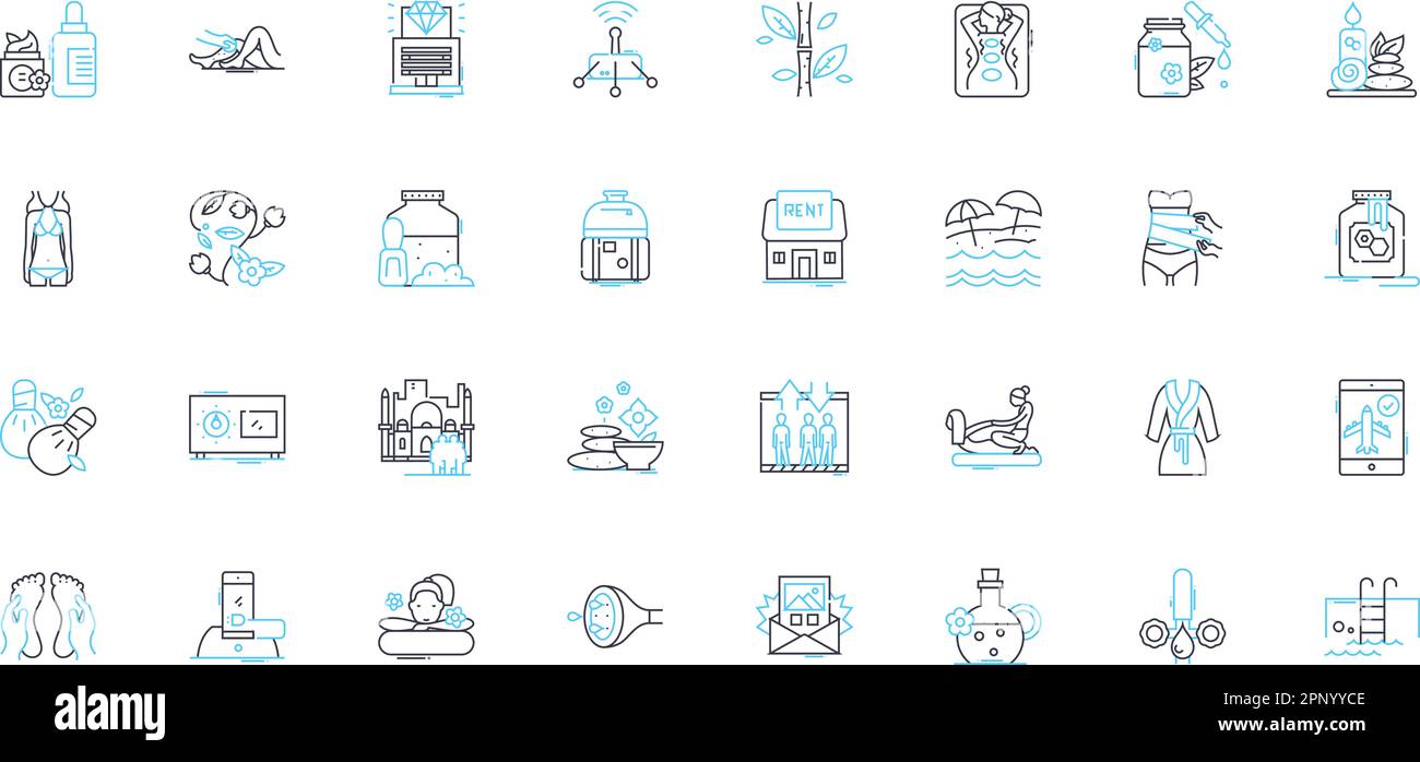 Massage Therapy Linear Icons Set Relaxation Tension Knots Pressure Stress Sleeptime