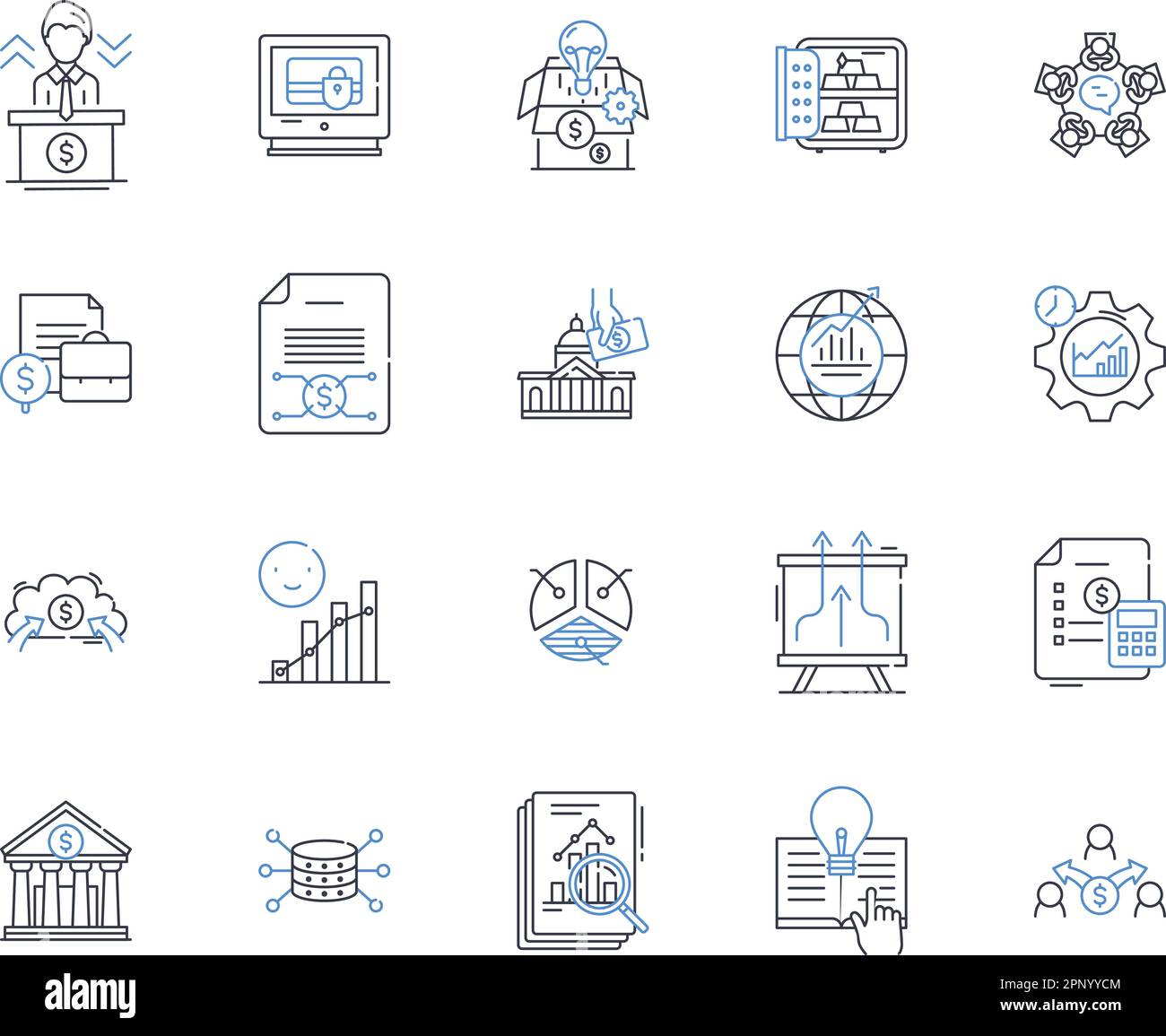 Financial system line icons collection. Investment, Banking, Funds ... Financial system line icons collection. Investment, Banking, Funds ...