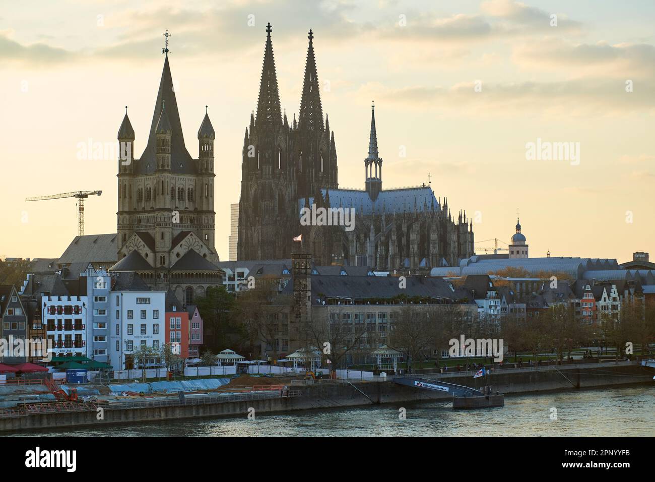 Sunset time. Cologne Dom and Rheine in Germany. Skyline of Cologne with ...
