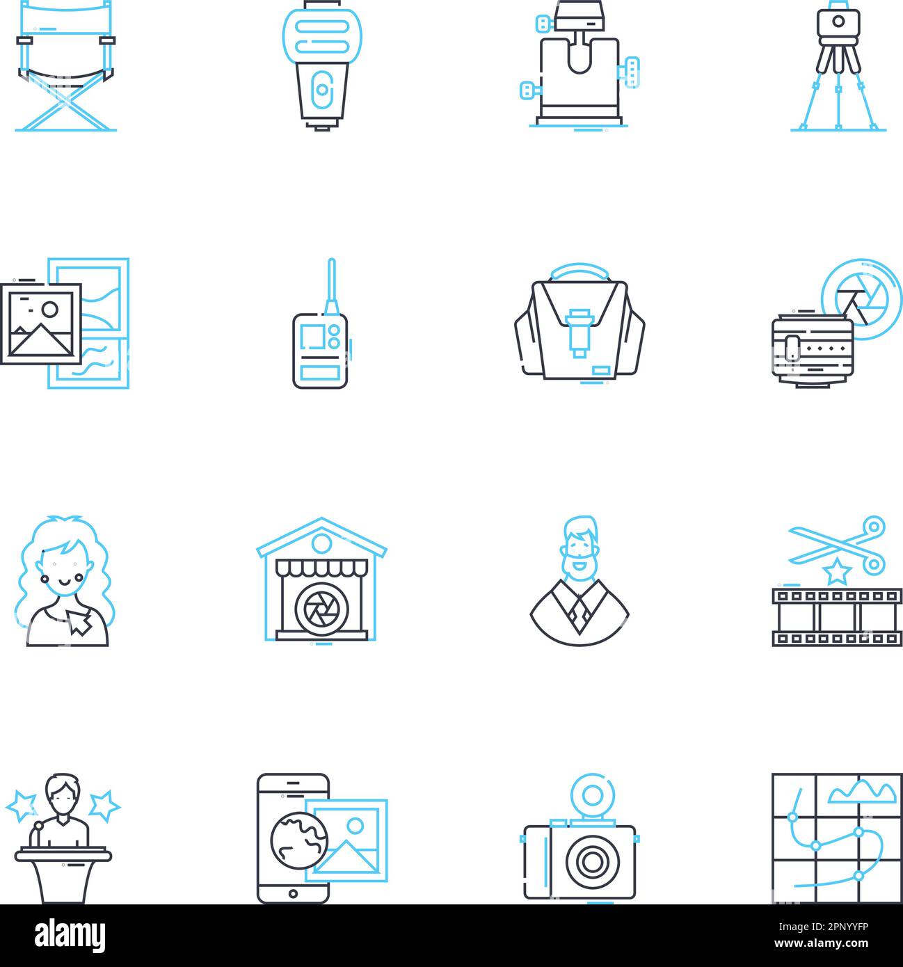 Marketing photography linear icons set. Marketing, Photography ...