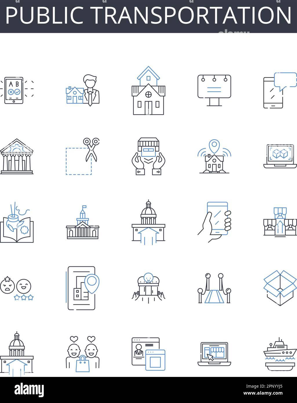 Public transportation line icons collection. Mass transit, Commuter ... Public transportation line icons collection. Mass transit, Commuter ...