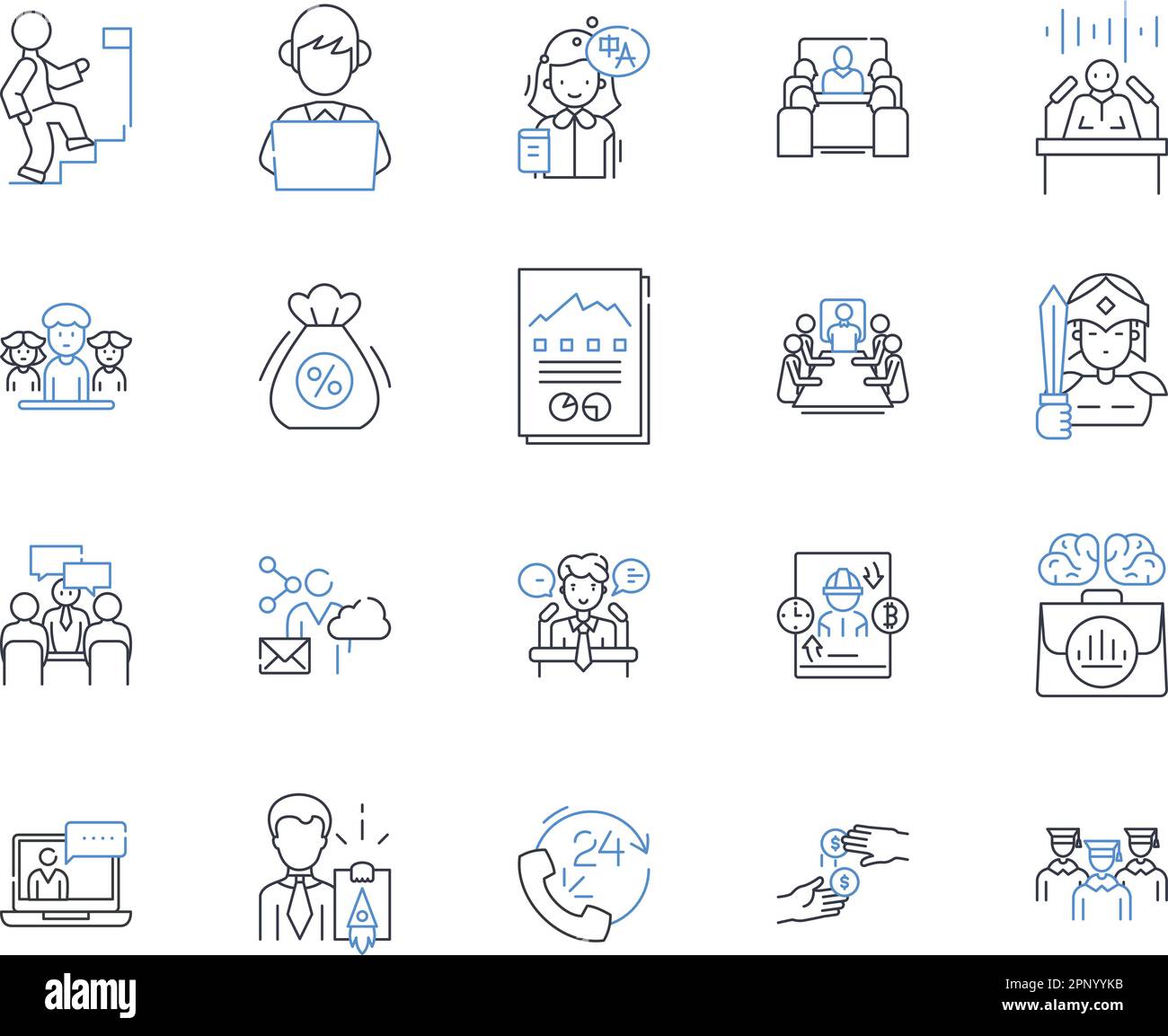 Staff capability line icons collection. Proficient, Skilled ...