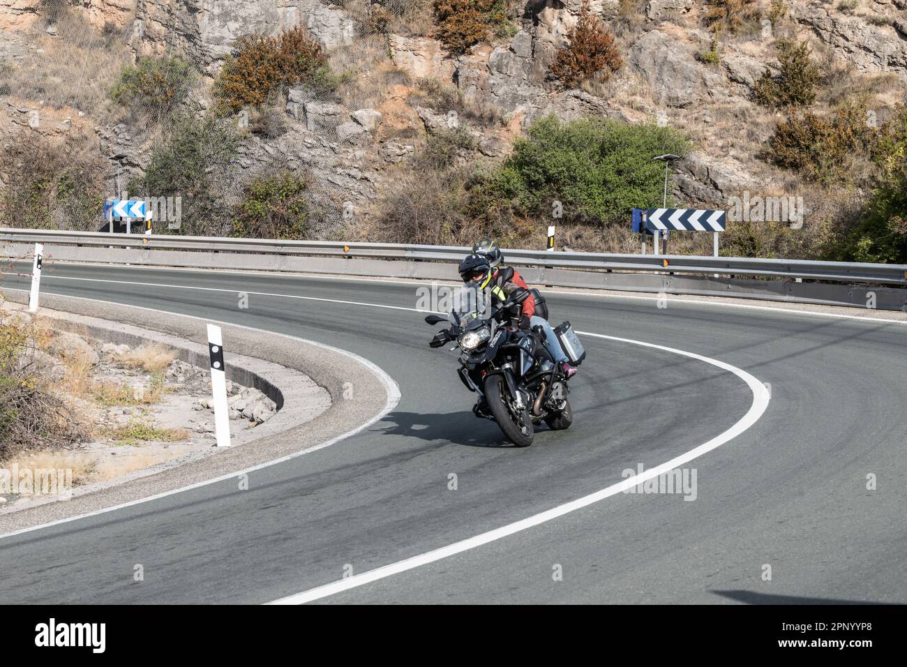 Photo of a motorcycle rally on the curvy roads of the mountains of La ...