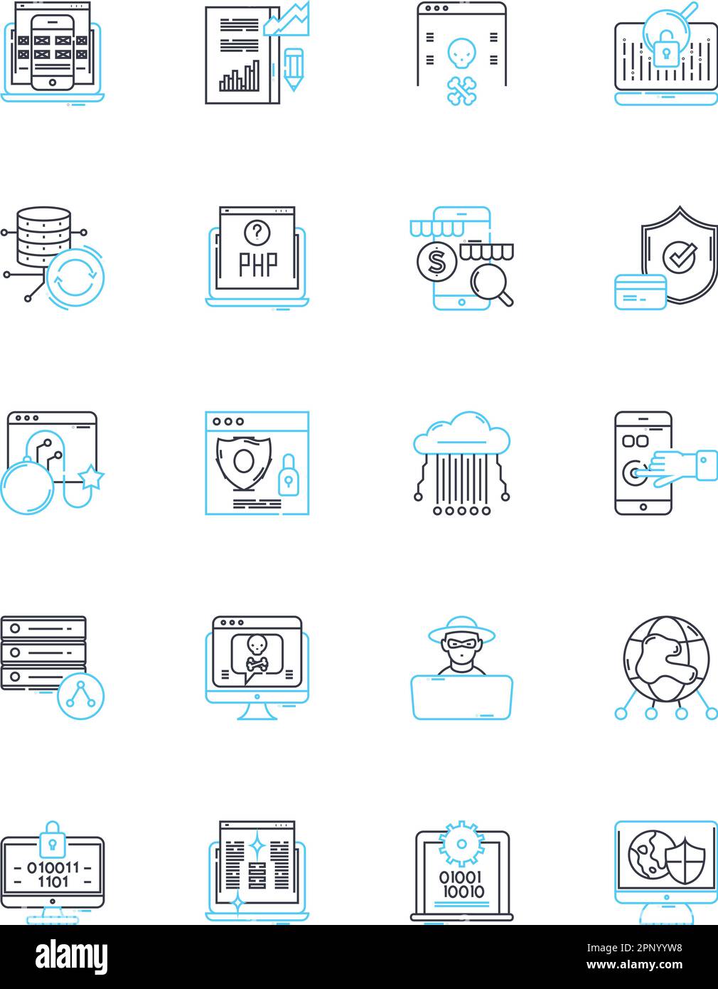 Virtual Intelligence Linear Icons Set Automation Algorithms Machine Learning Robotics