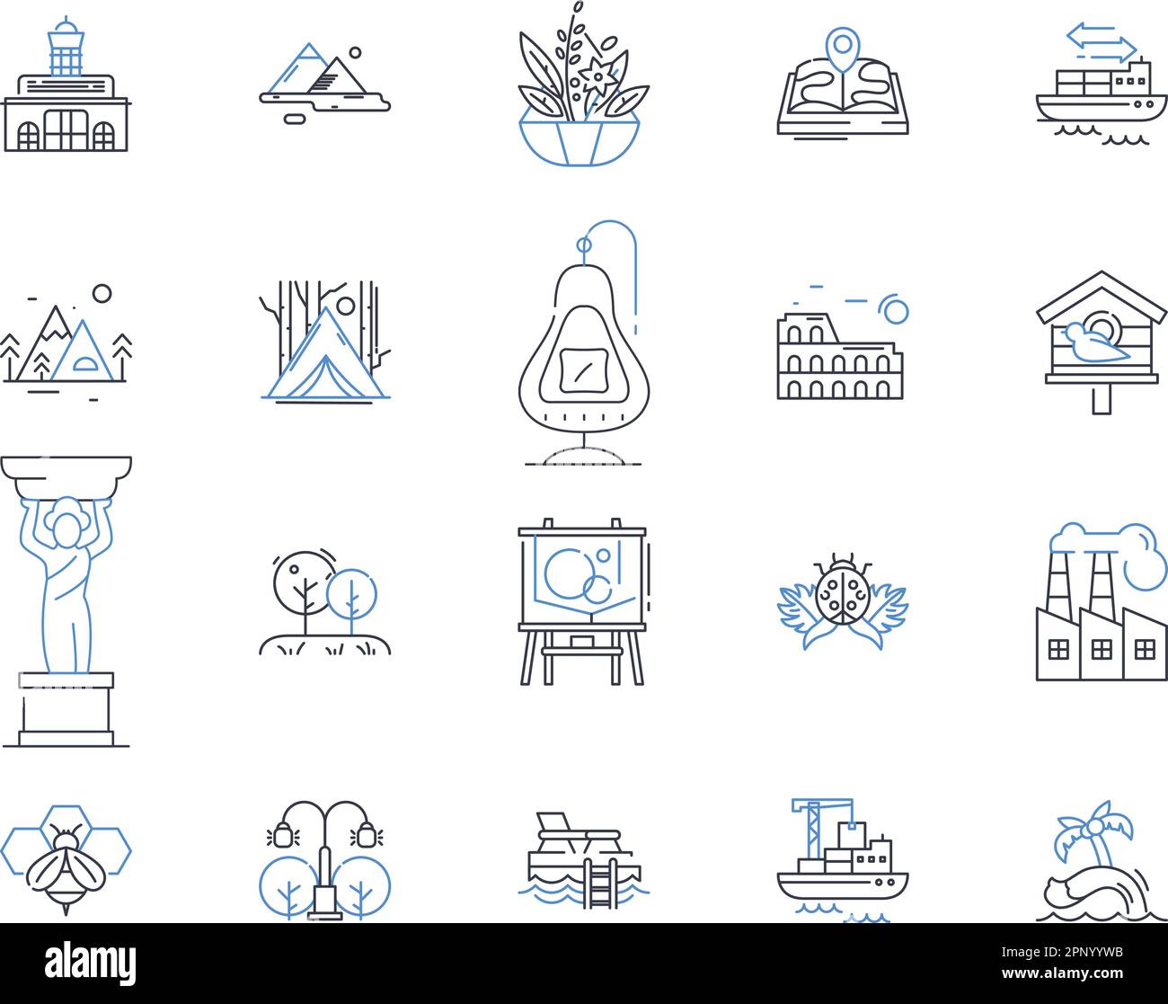 Island lagoons line icons collection. Paradise, Serene, Crystal-clear ...