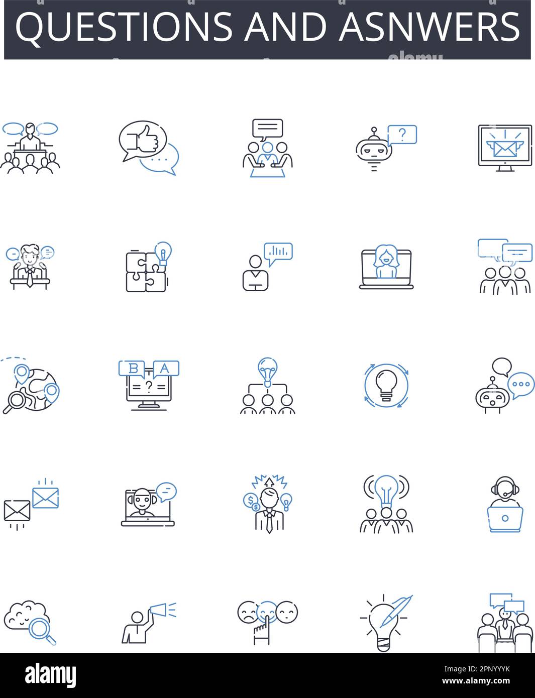 Questions and asnwers line icons collection. Radiology, Imaging ...