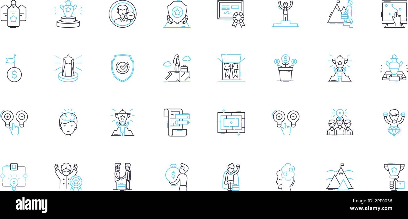 Guiding theme linear icons set. Empowerment, Growth, Compassion ...
