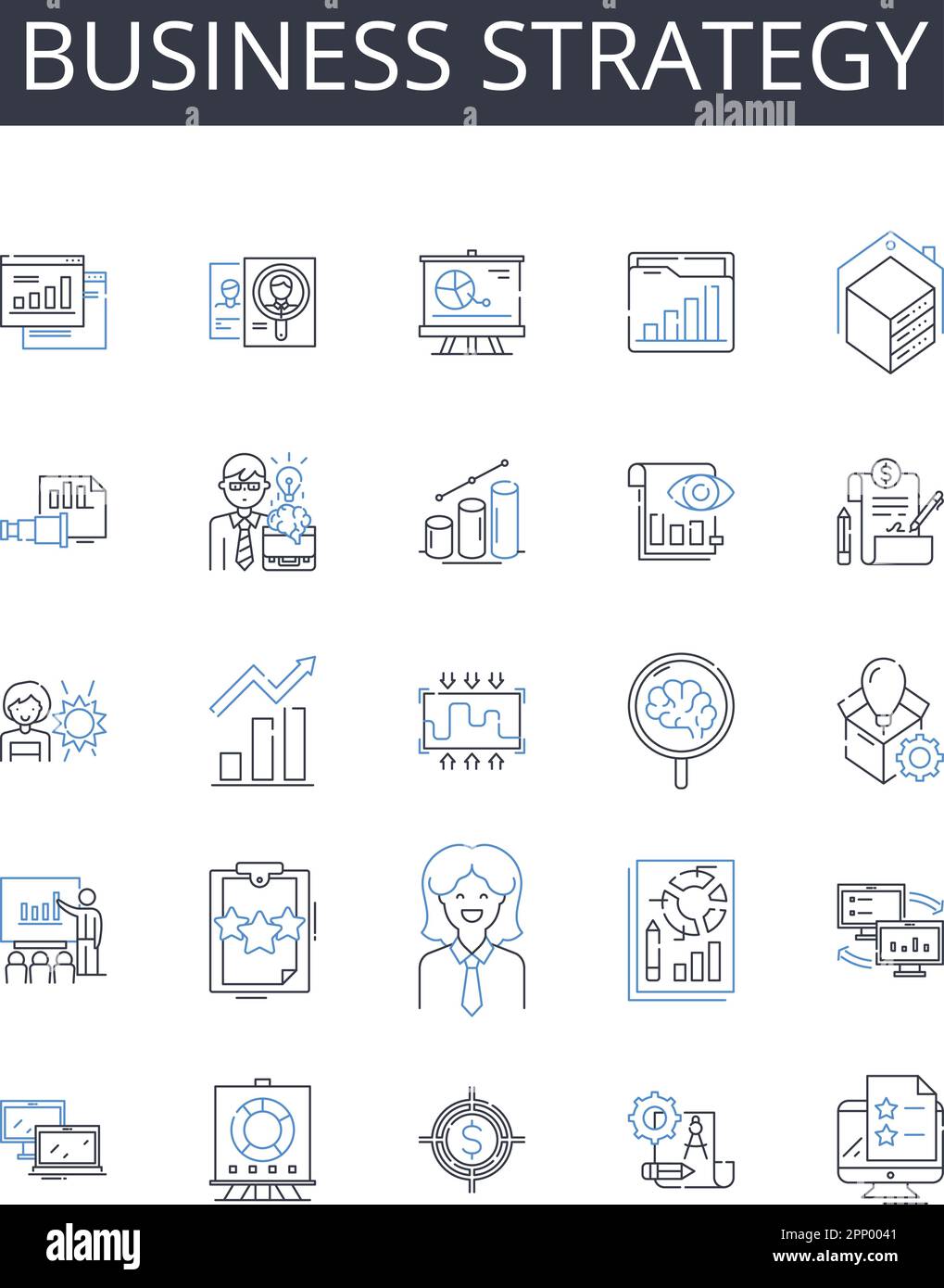 Business strategy line icons collection. Marketing plan, Accounting ...