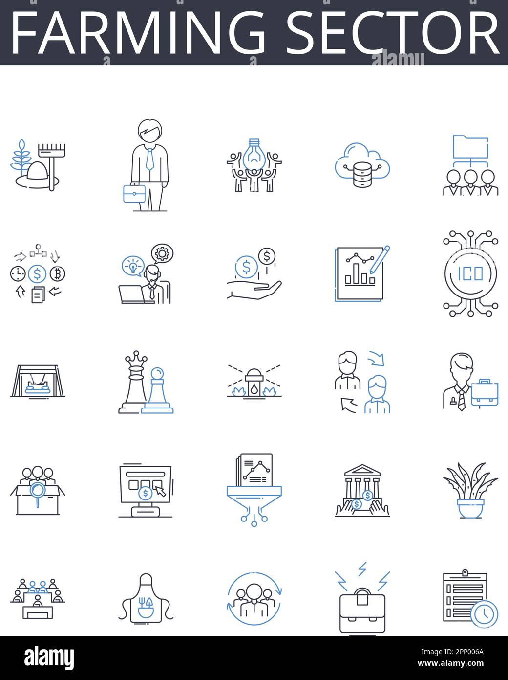 Farming sector line icons collection. Agricultural industry ...