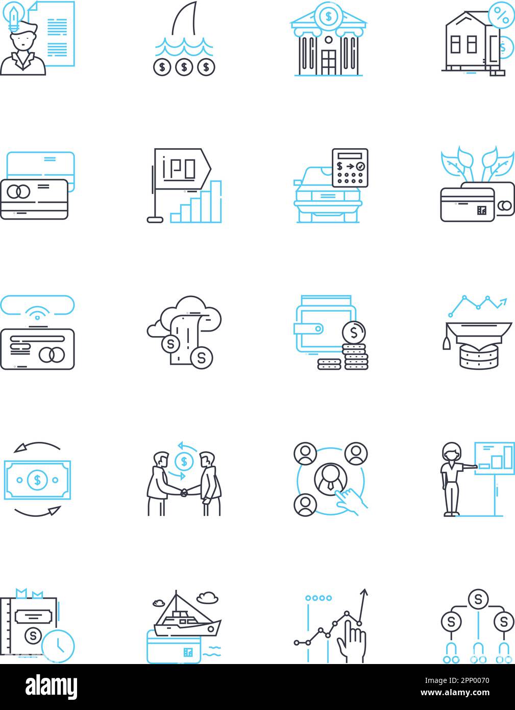 Data Planning Linear Icons Set Strategy Analytics Modeling