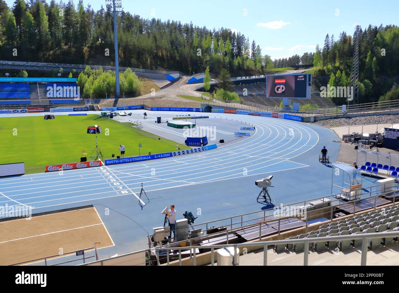 May 25 2022 - Lahti in Finland: The Lahti Soccer stadium, prepared for ...