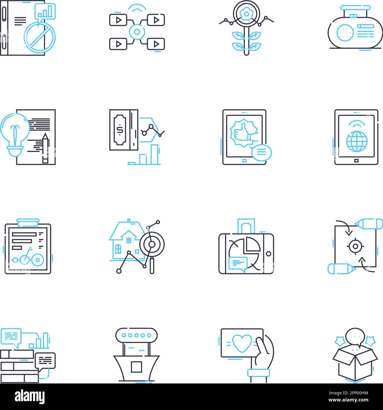 Performance evaluation linear icons set. Assessment, Analysis, Review ... Performance evaluation linear icons set. Assessment, Analysis, Review ...