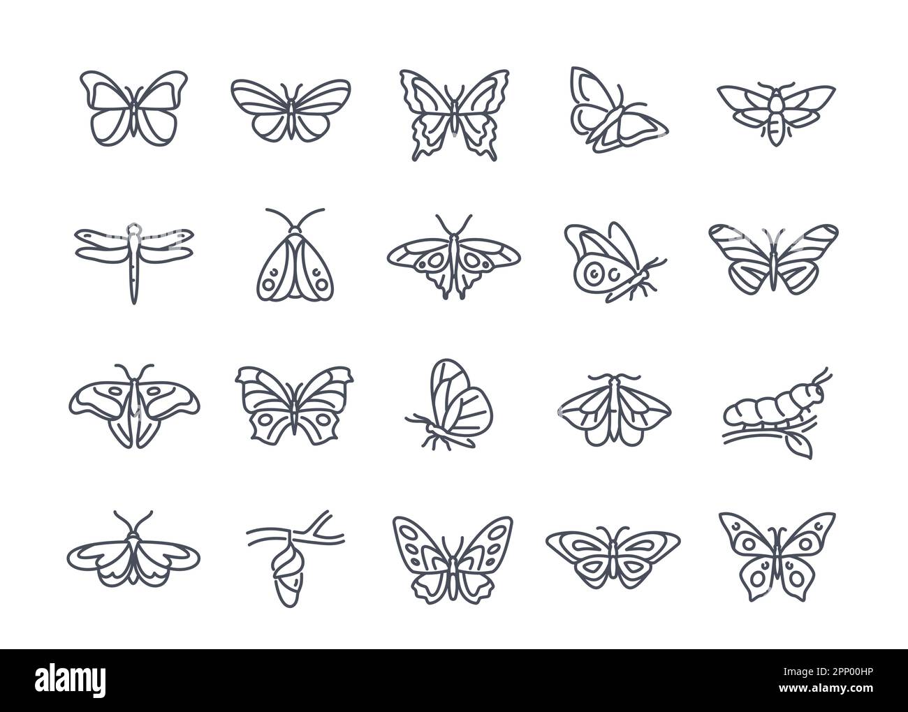 Butterflies icons set Stock Vector Image & Art - Alamy
