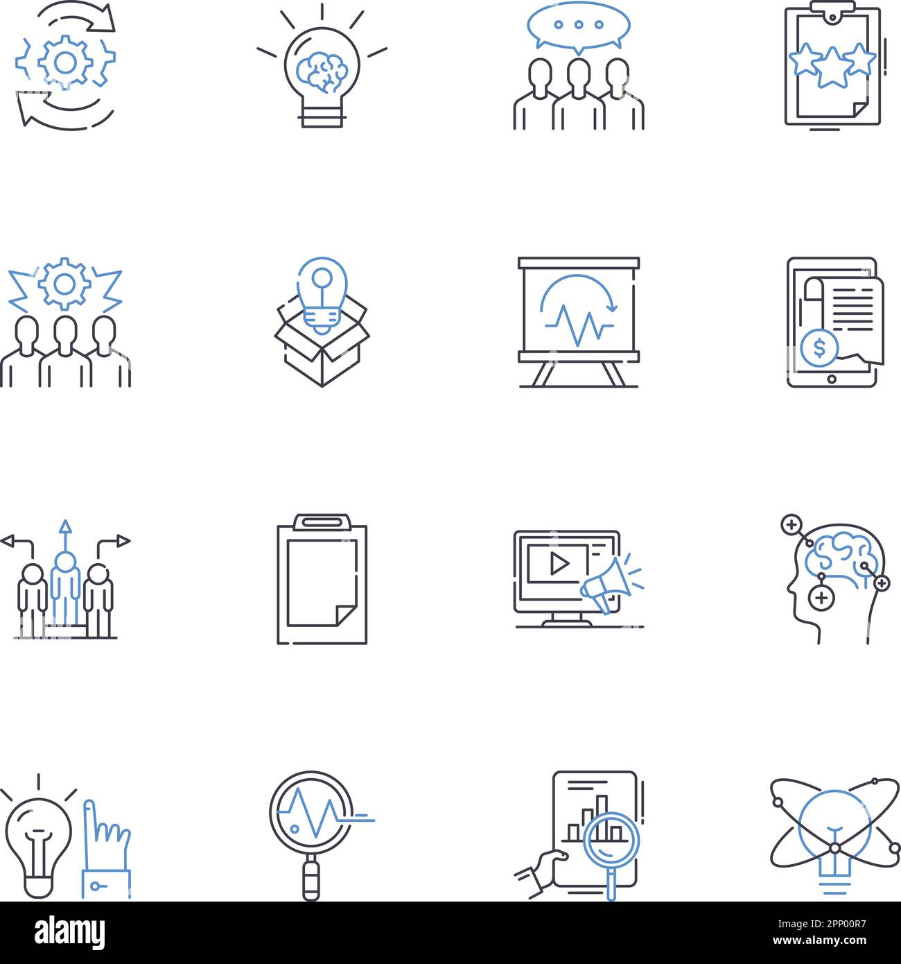 Brainstorm mapping line icons collection. Innovation, Creativity ...