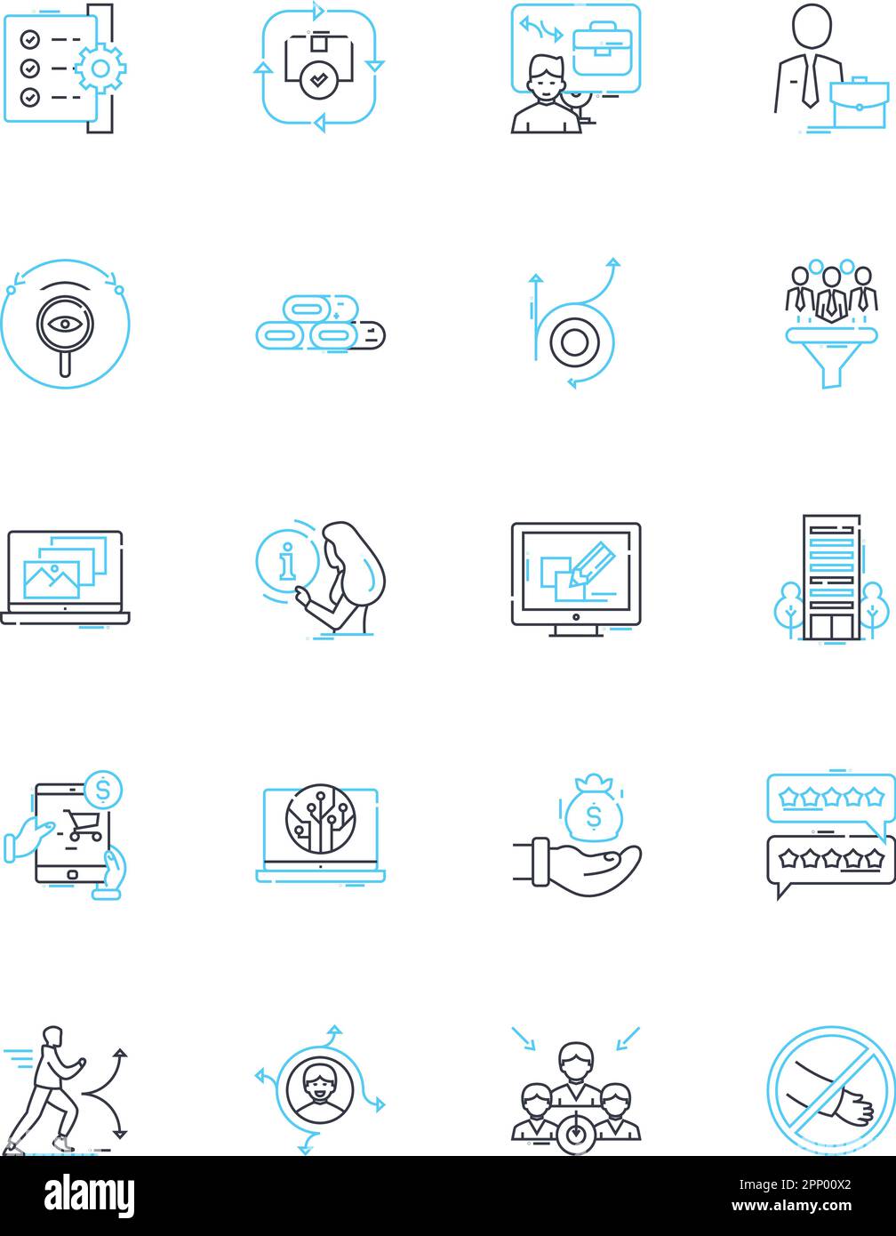 Dynamic strategy linear icons set. Agility, Adaptability, Flexibility ...