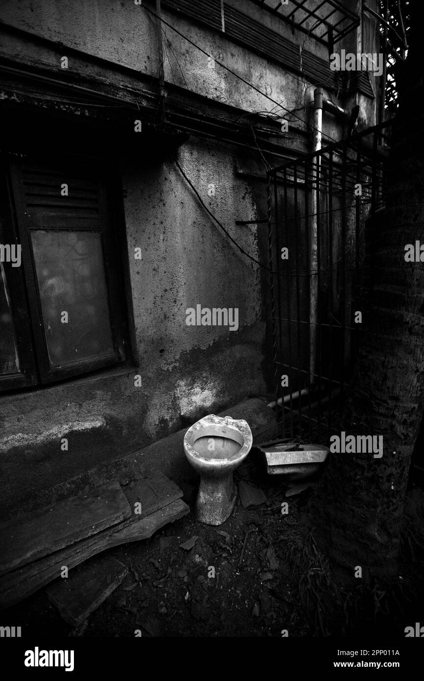 Broken toilet door Black and White Stock Photos & Images - Alamy