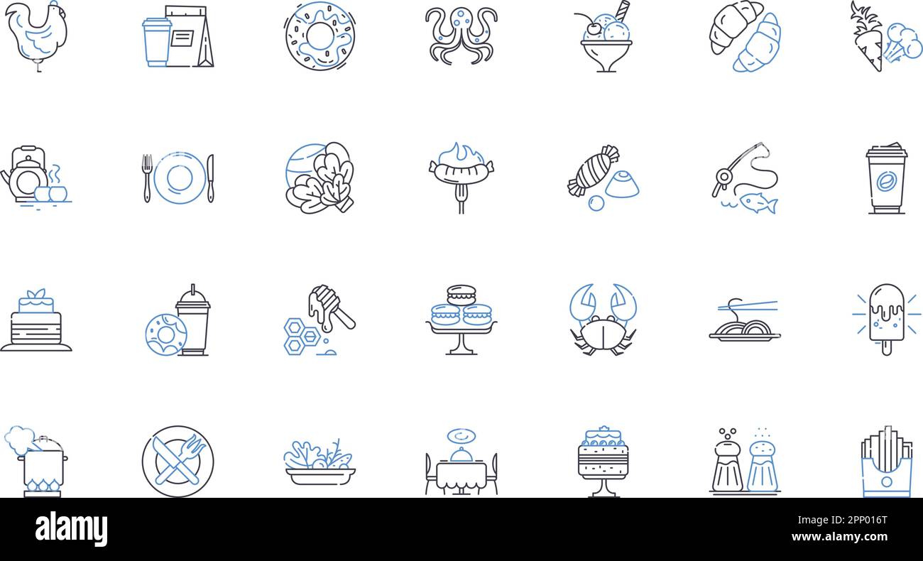 Bistro-style Eating line icons collection. Ambience, Cuisine, Menu ...