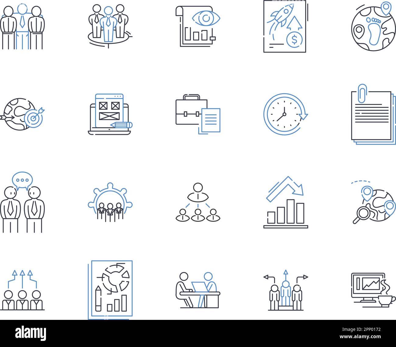 Joint collaboration line icons collection. Partnership, Synergy ...