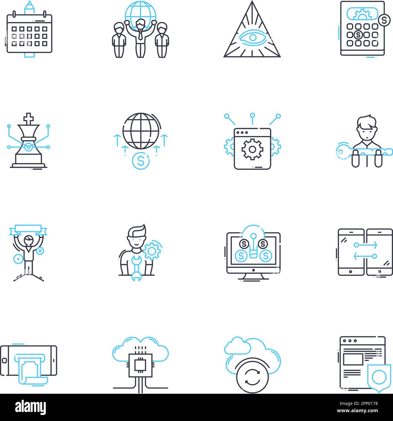Website design linear icons set. Aesthetics, Functionality, Navigation, Responsiveness, User ...