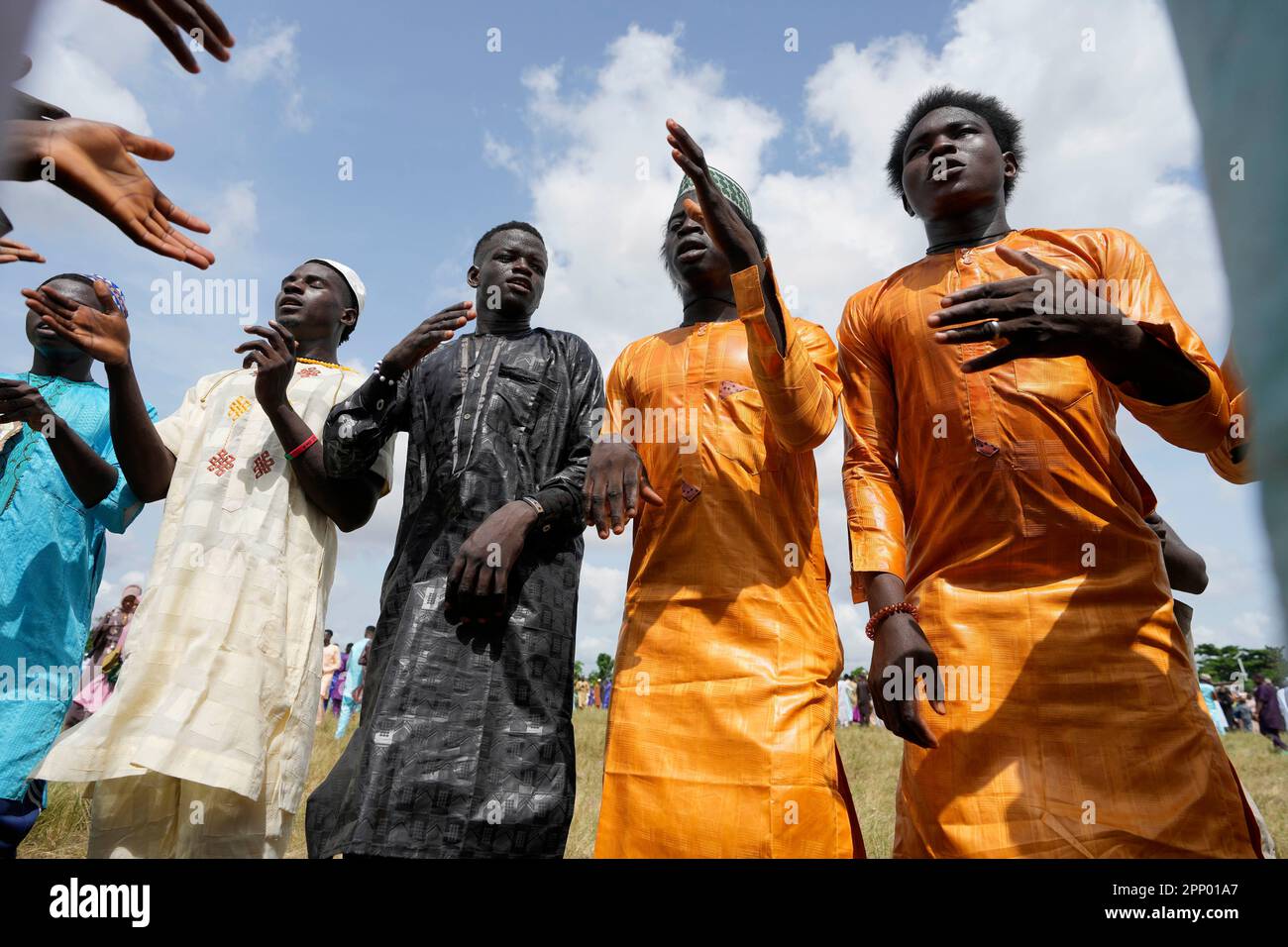 Nigerian Muslims chant slogans after the Eid al-Fitr prayers in Lagos ...