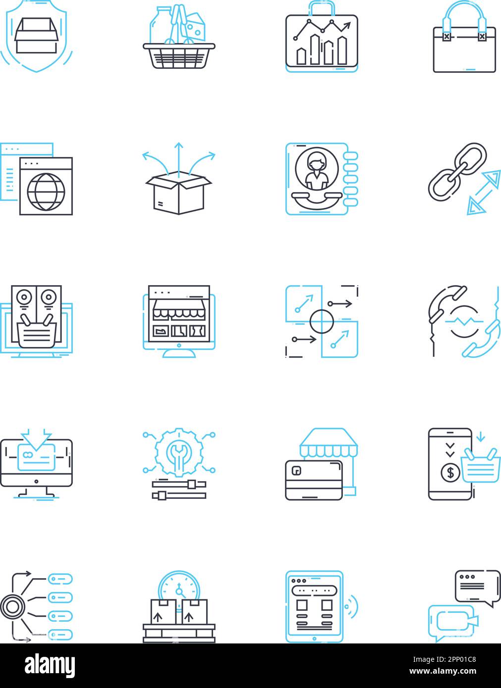 Digital Sales Linear Icons Set E Commerce Automation Analytics Marketing Software Strategy