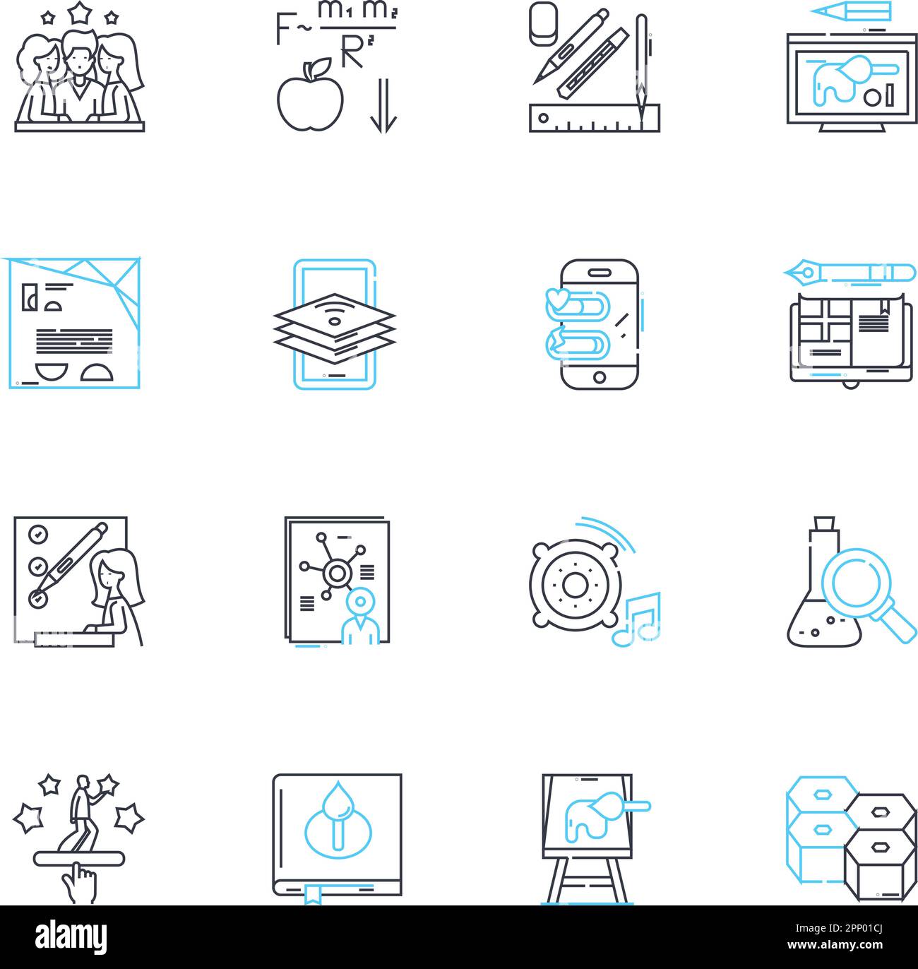 Institute linear icons set. Learning, Academics, Research, Innovation ...