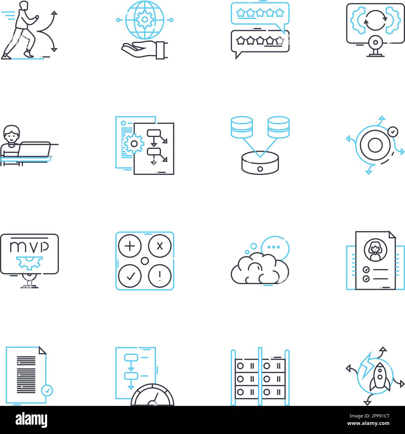 Cooperation linear icons set. Alliance, Collaboration, Harmony, Unity, Partnership, Accord ...