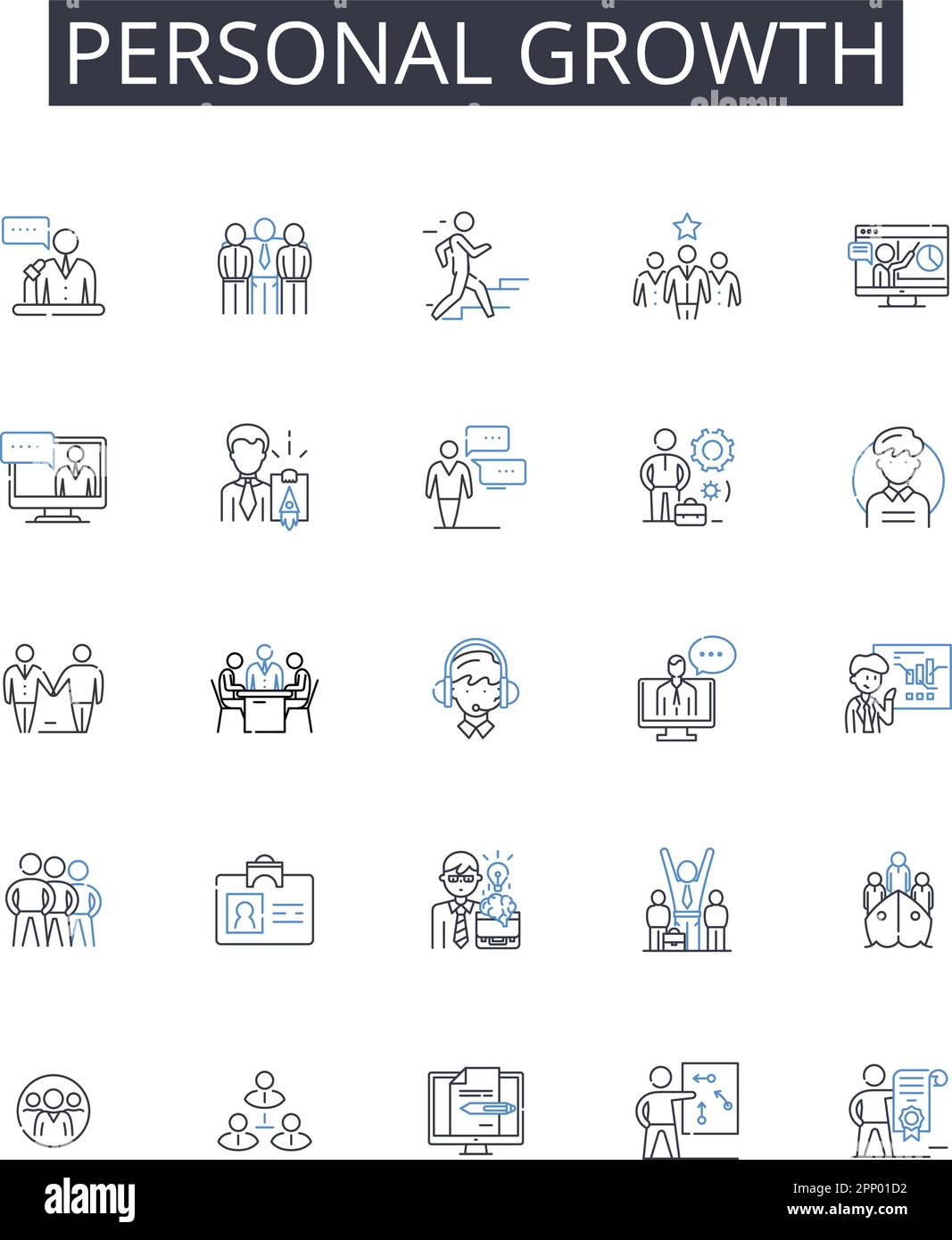 Personal growth line icons collection. Self-improvement, Personal development, Advancement ...