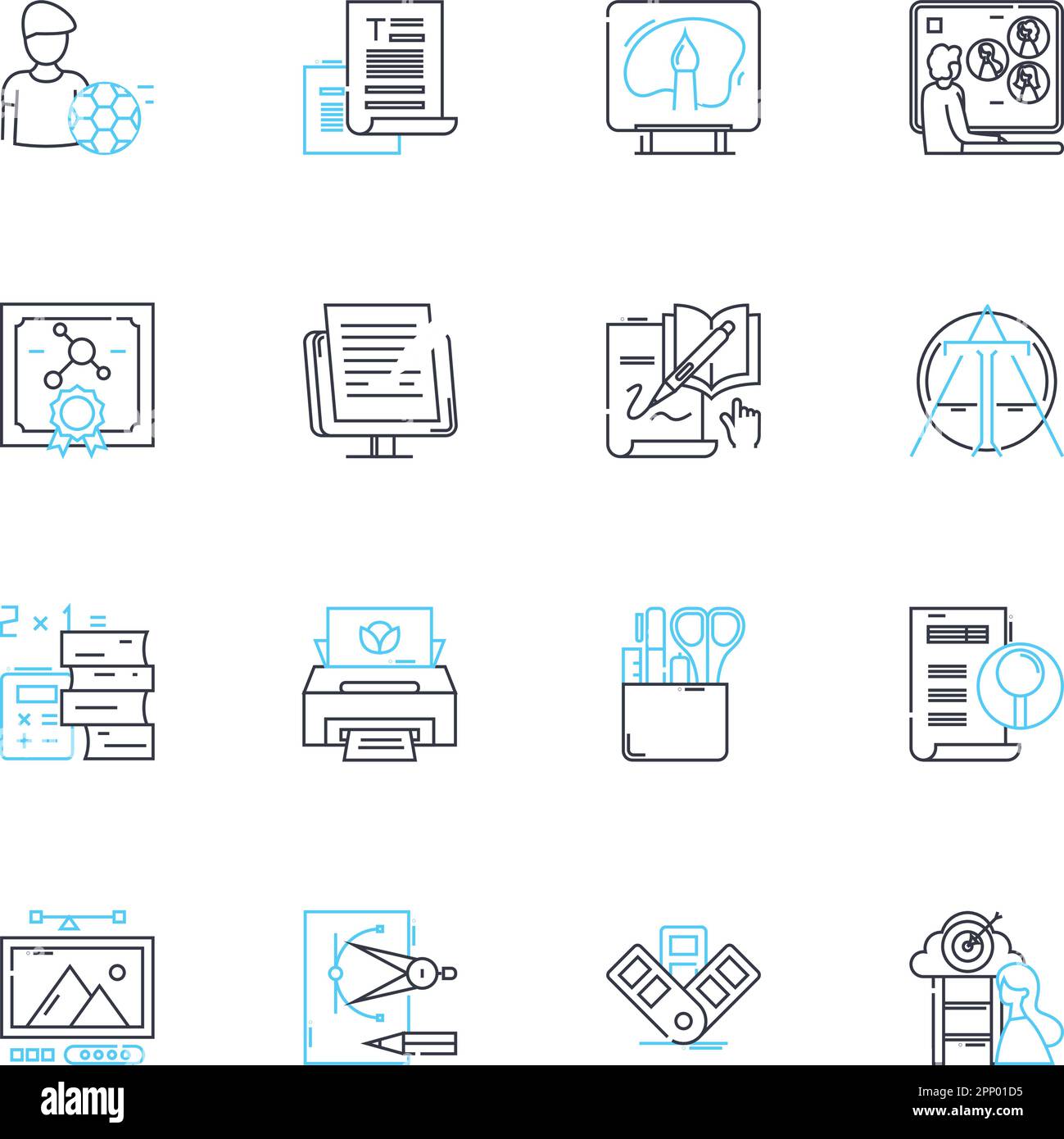 College linear icons set. Learning, Education, Dormitory, Studying, Professors, Homework, Exams ...