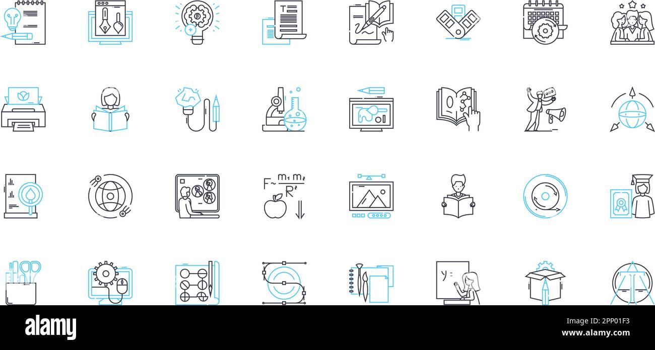 Institute linear icons set. Learning, Academics, Research, Innovation ...
