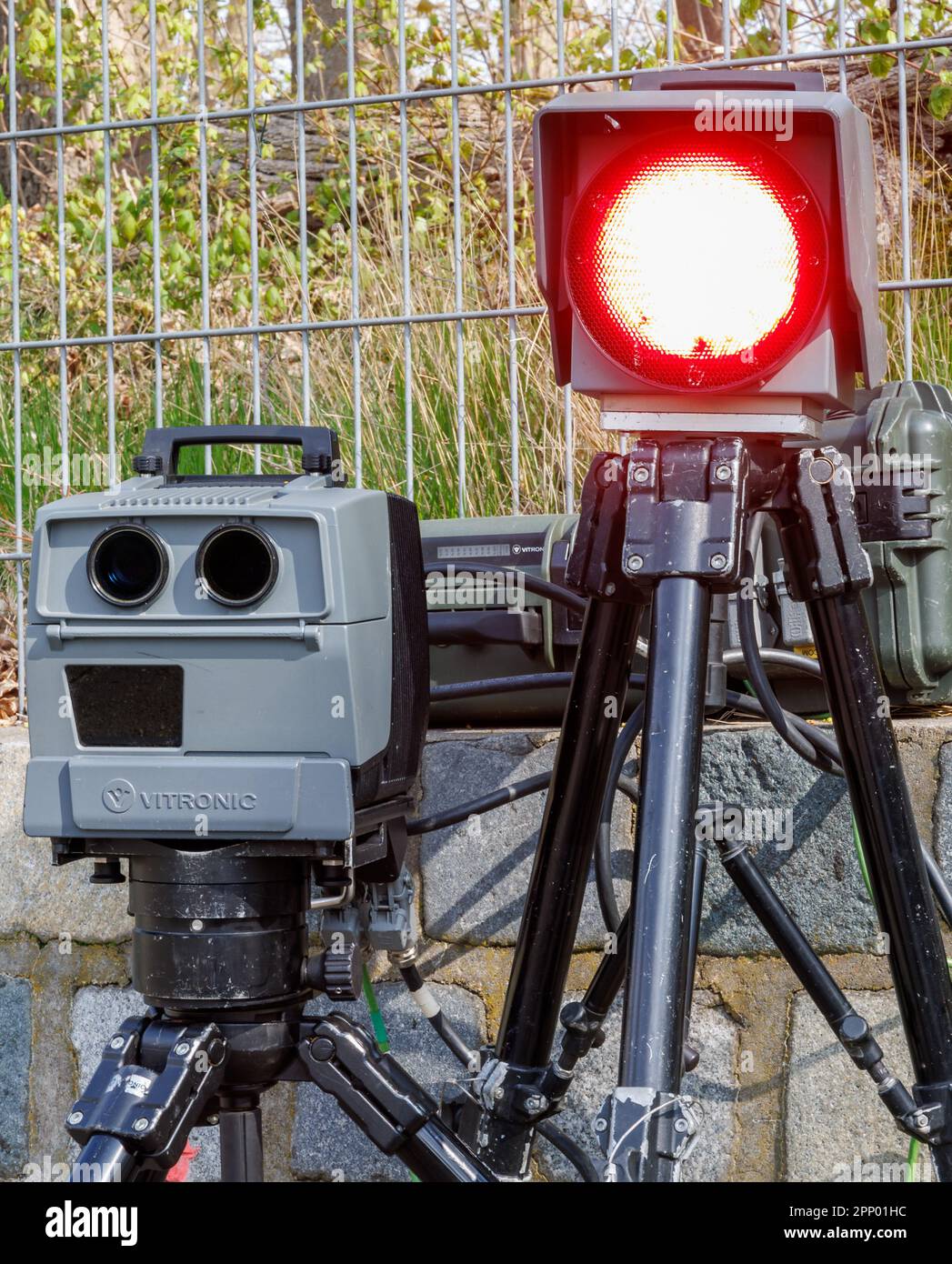 Nuremberg, Germany. 21st Apr, 2023. On a Poliscan FM1 speed measurement ...