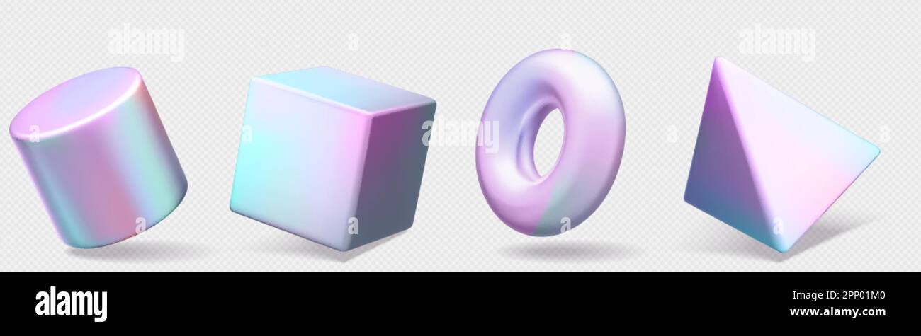 3d abstract geometric hologram shape render vector. Realistic isolated ...