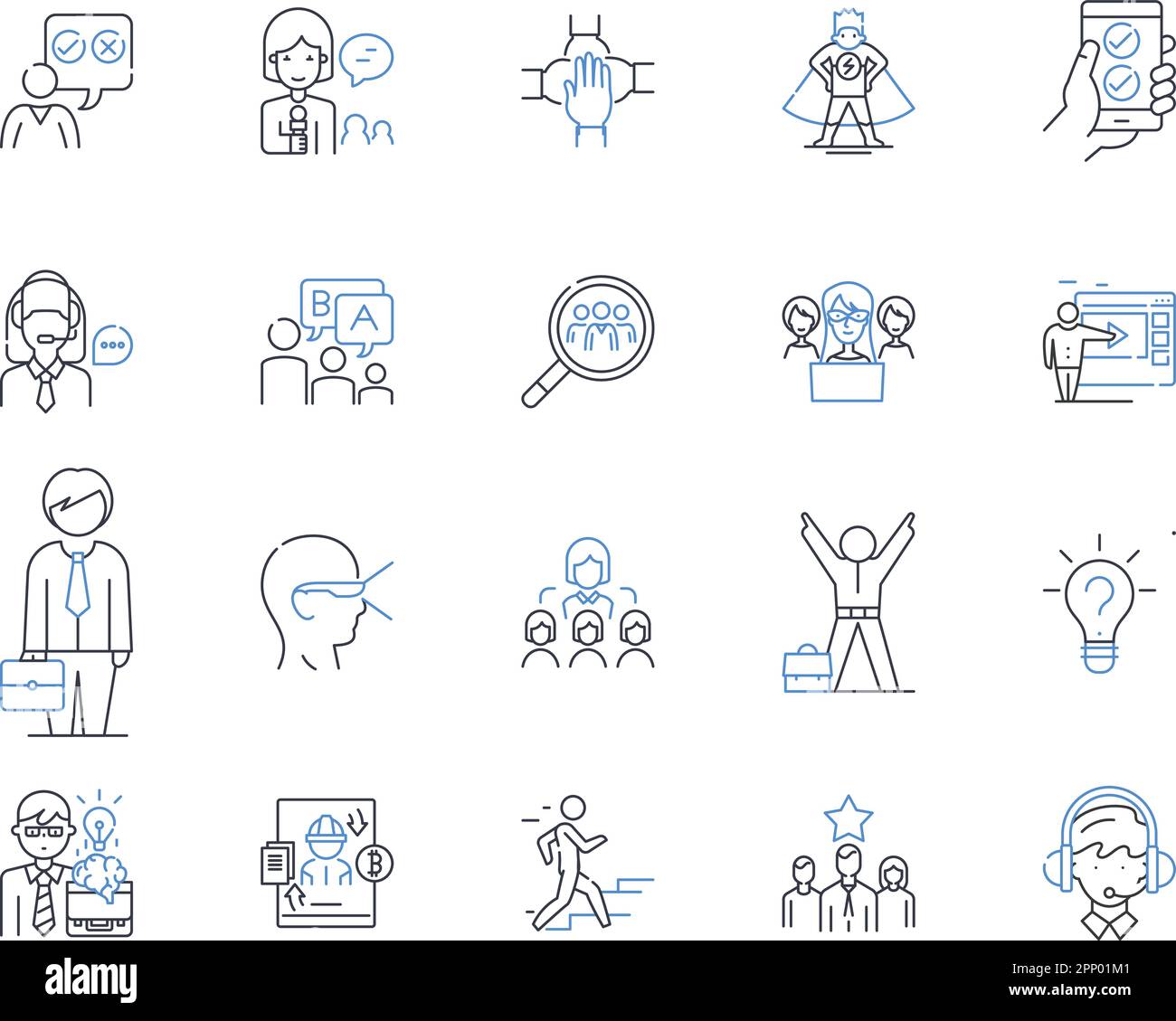 First-line management line icons collection. Leadership, Supervision, Delegation, Motivation ...