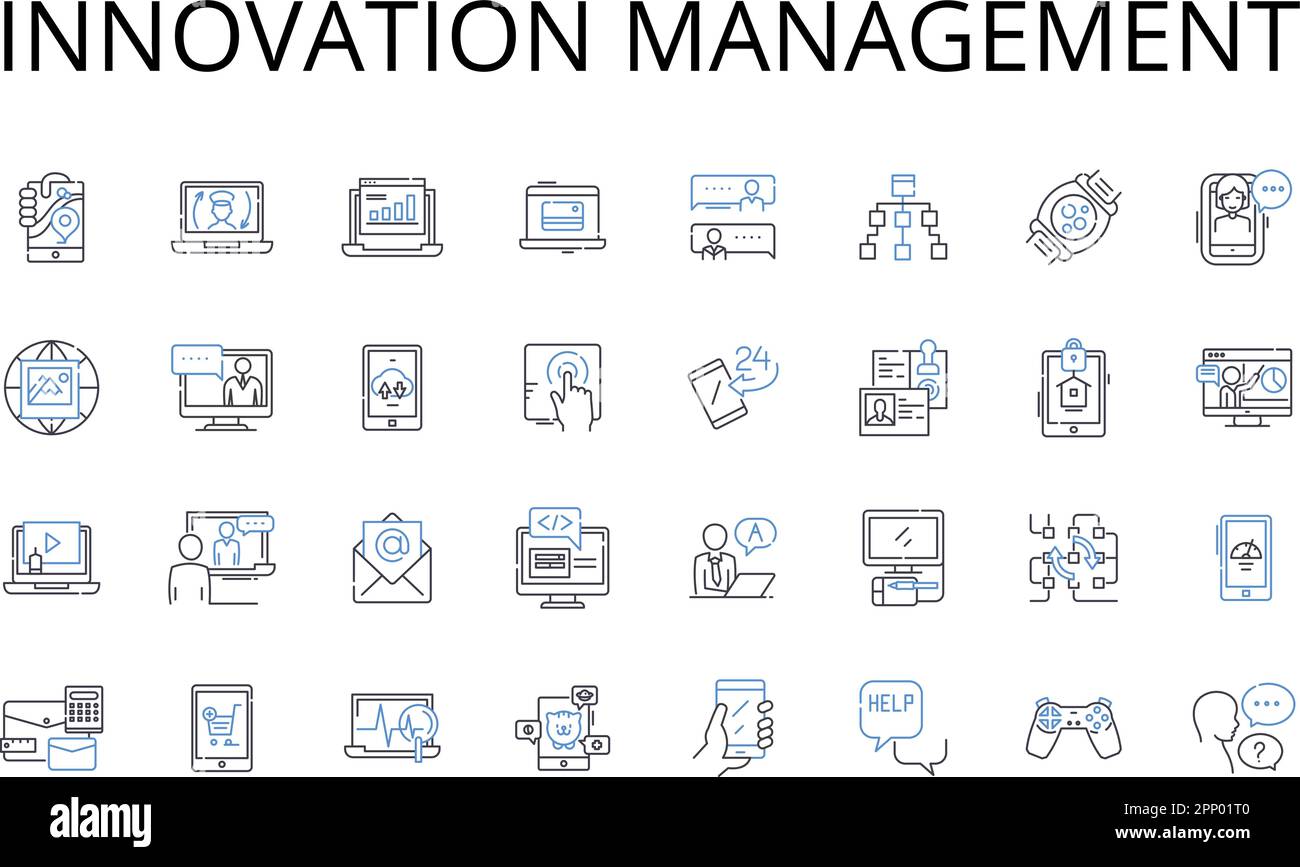 Innovation management line icons collection. Change management, Risk ...