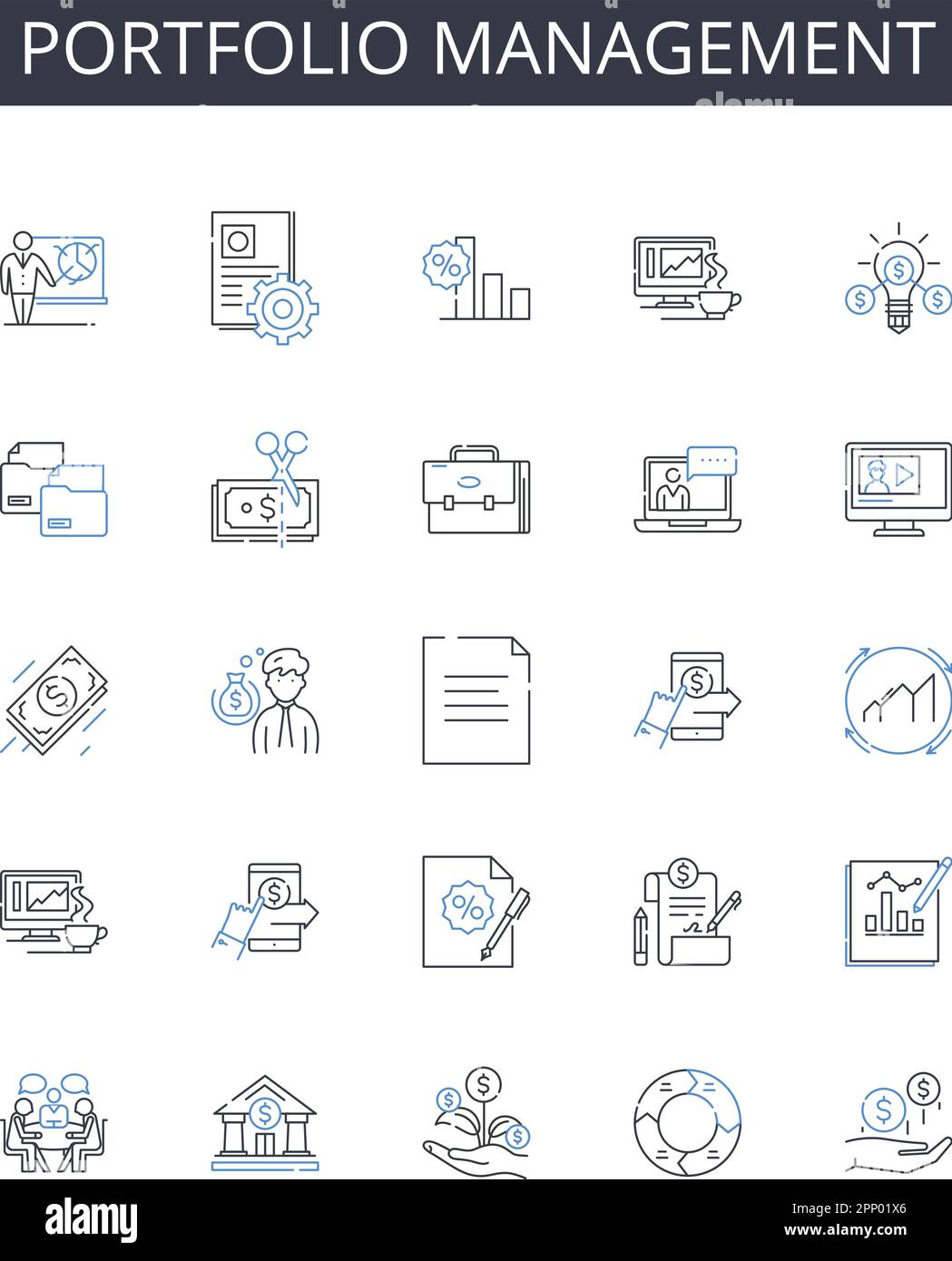 portfolio management line icons collection. Energetic, Convincing ...