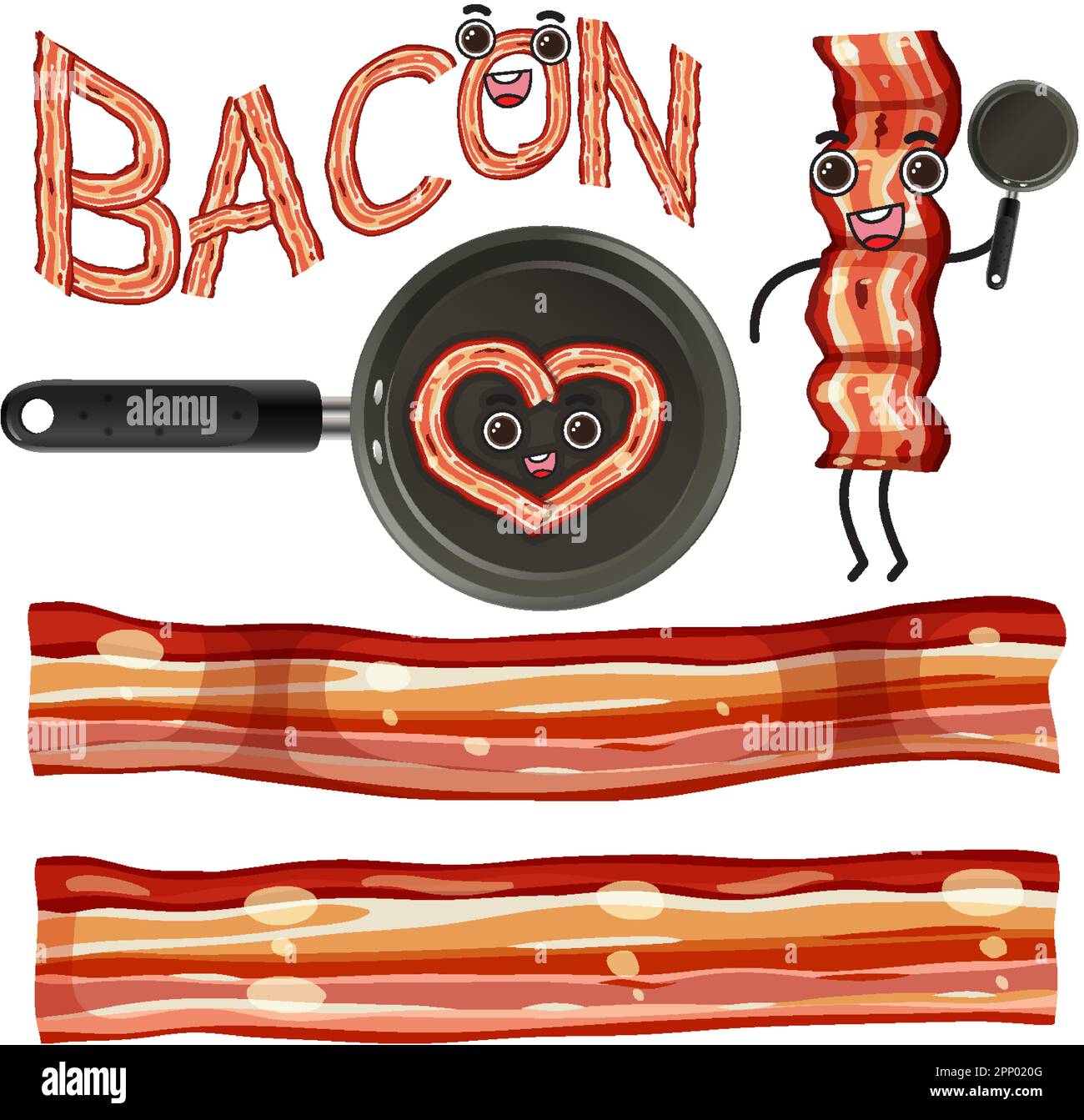 mix set of grilled bacon illustration Stock Vector Image & Art - Alamy