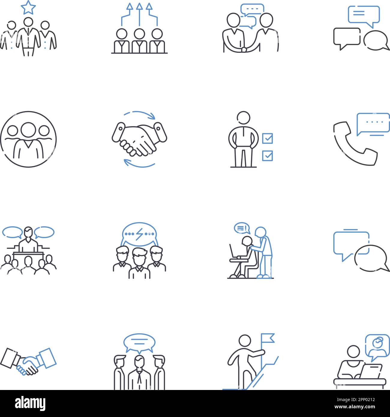 Promoting welfare line icons collection. Advocacy, Assistance ...