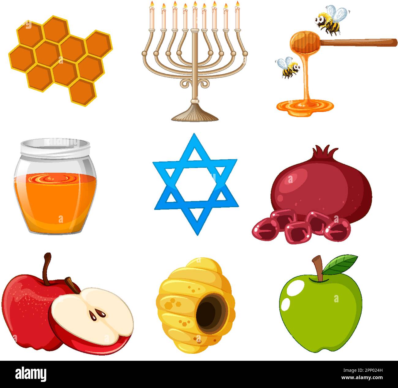Rosh Hashanah Objects and Elements illustration Stock Vector Image ...