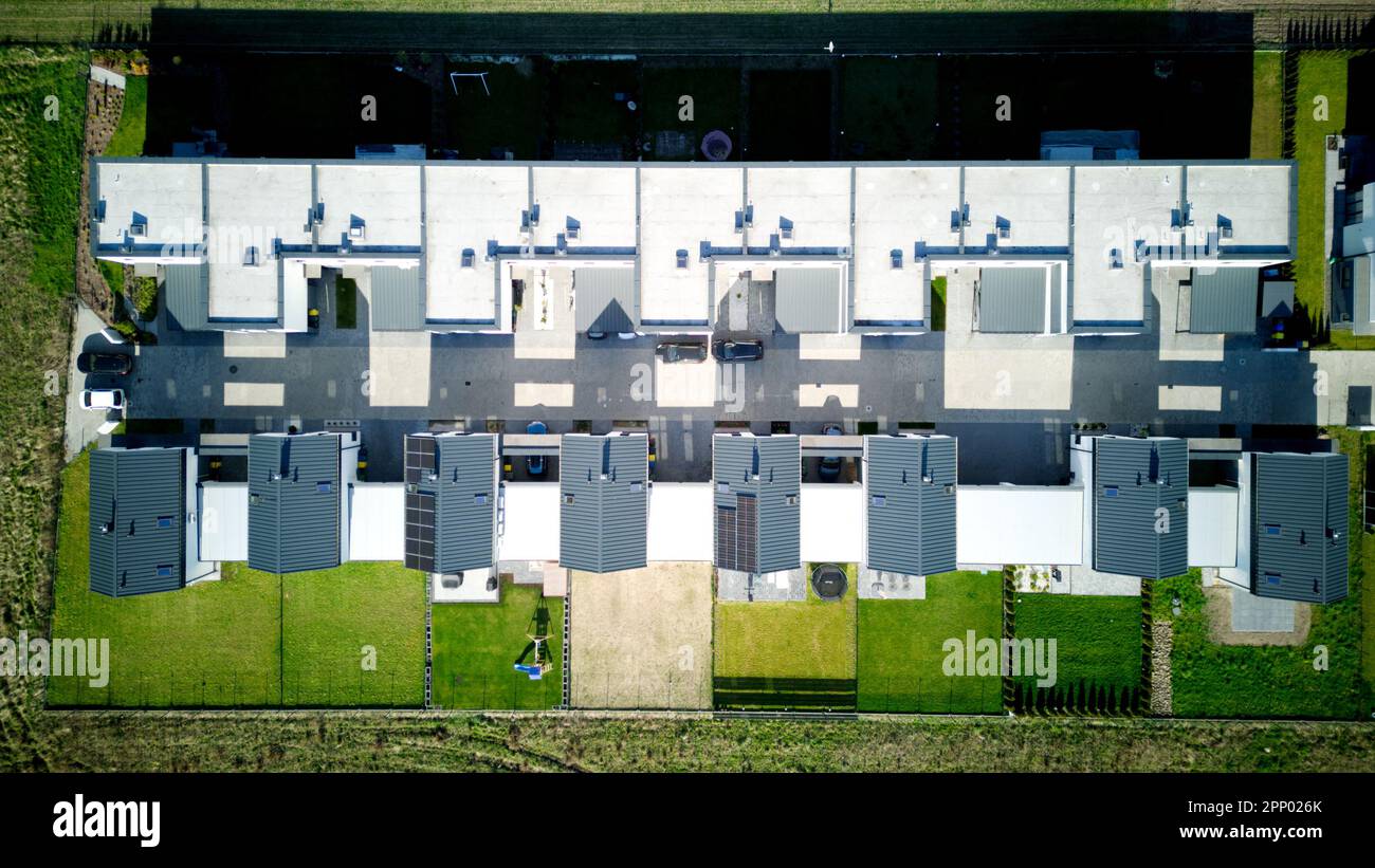 Aerial neighbourhood solar panels hi-res stock photography and images ...